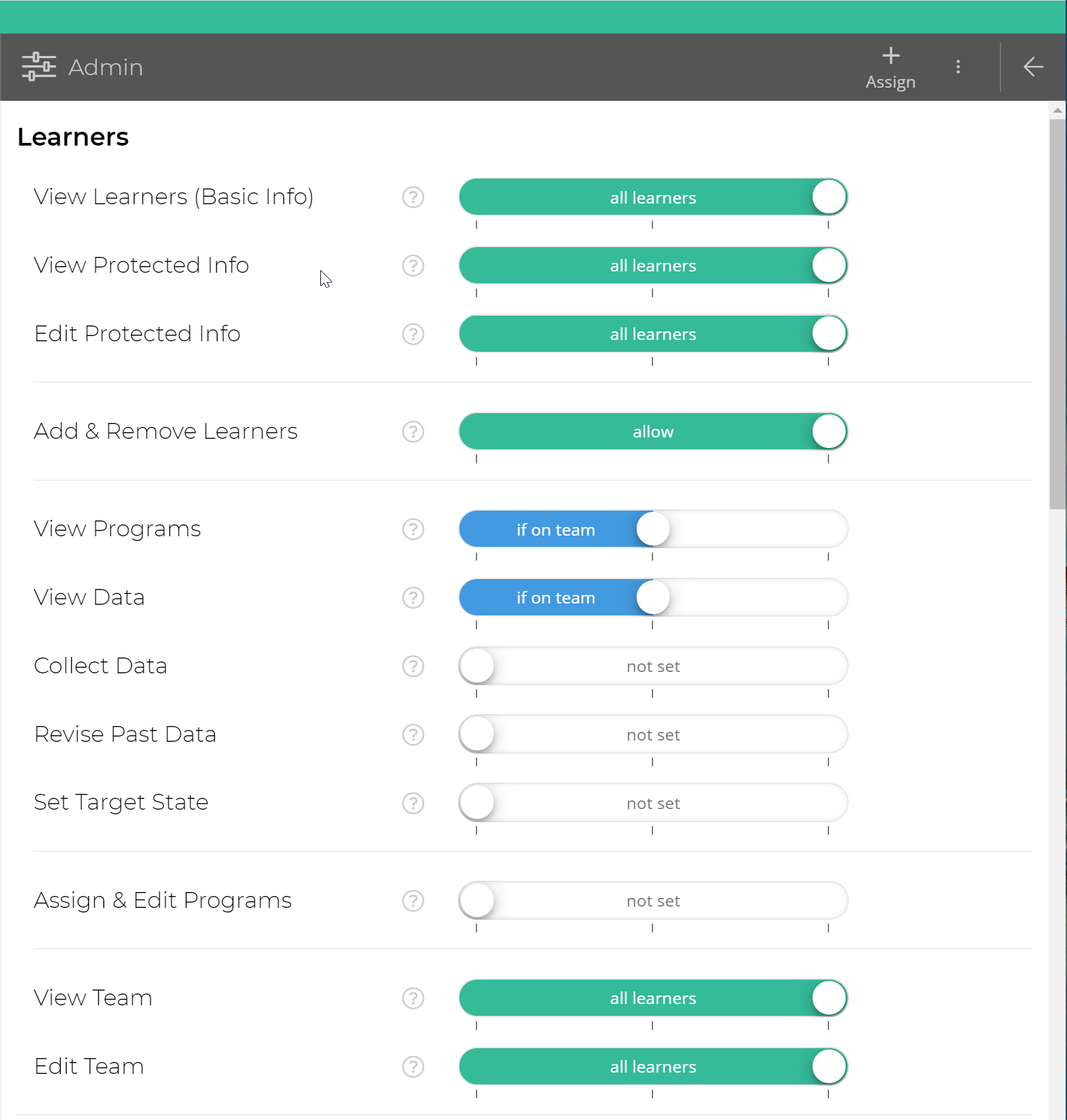 Managing Roles: Learner Permissions